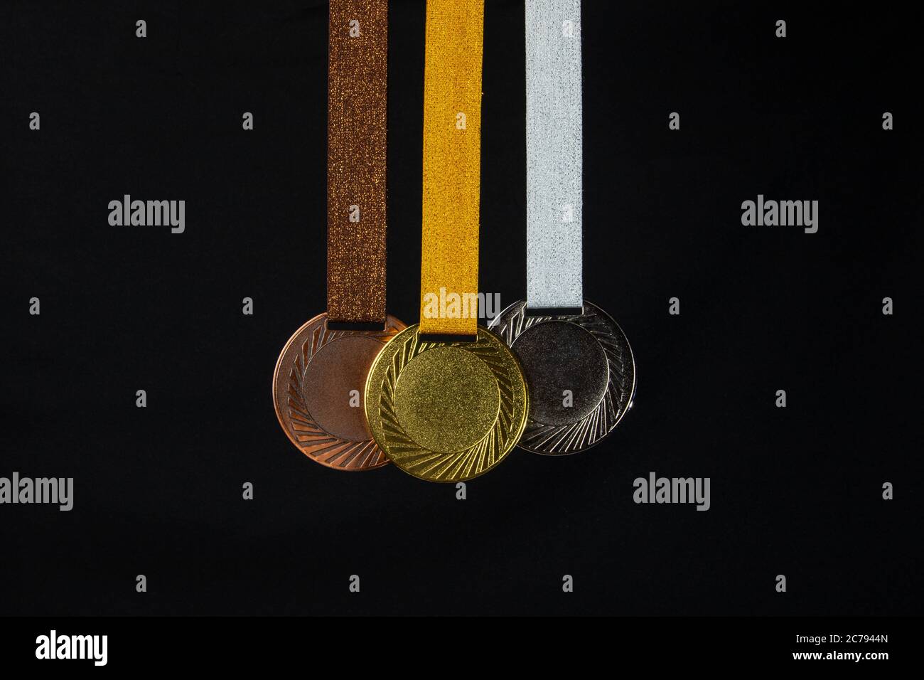 Gold medal, silver medal and bronze medal concept for winning or ...