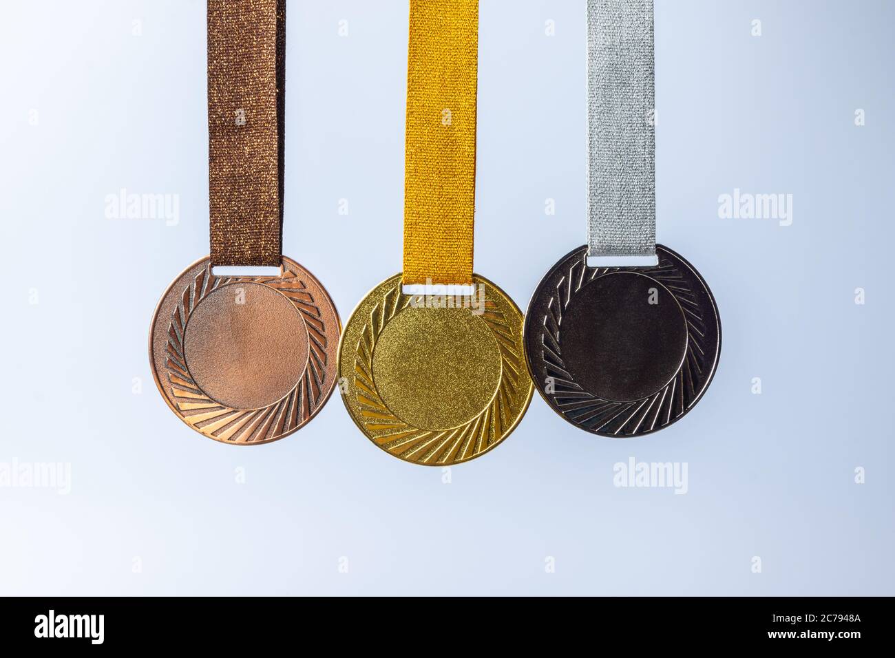 Gold medal, silver medal and bronze medal concept for winning or ...