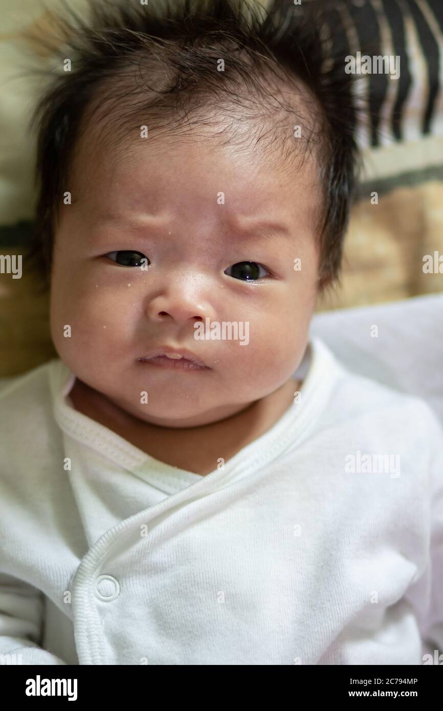 Asia Chinese Baby newborn on the bed, New family and baby healthy ...