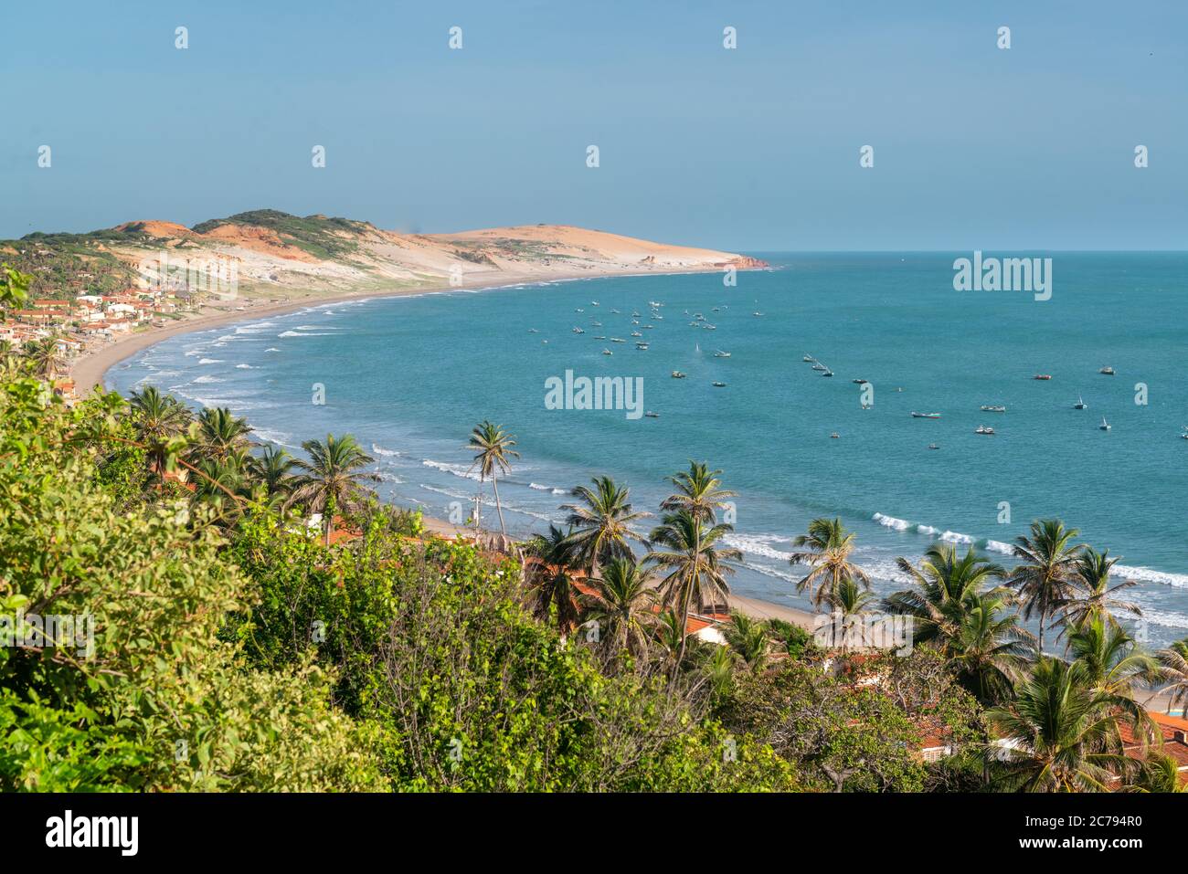 Early morning view of Praia de Peroba, Icapui, Ceará, Brazil with small ...