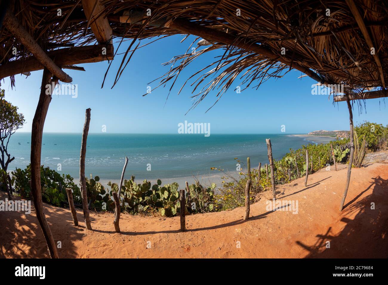 Straw shack at Ponta Grossa Beach, Icapui, Ceara, Brazil Stock Photo ...