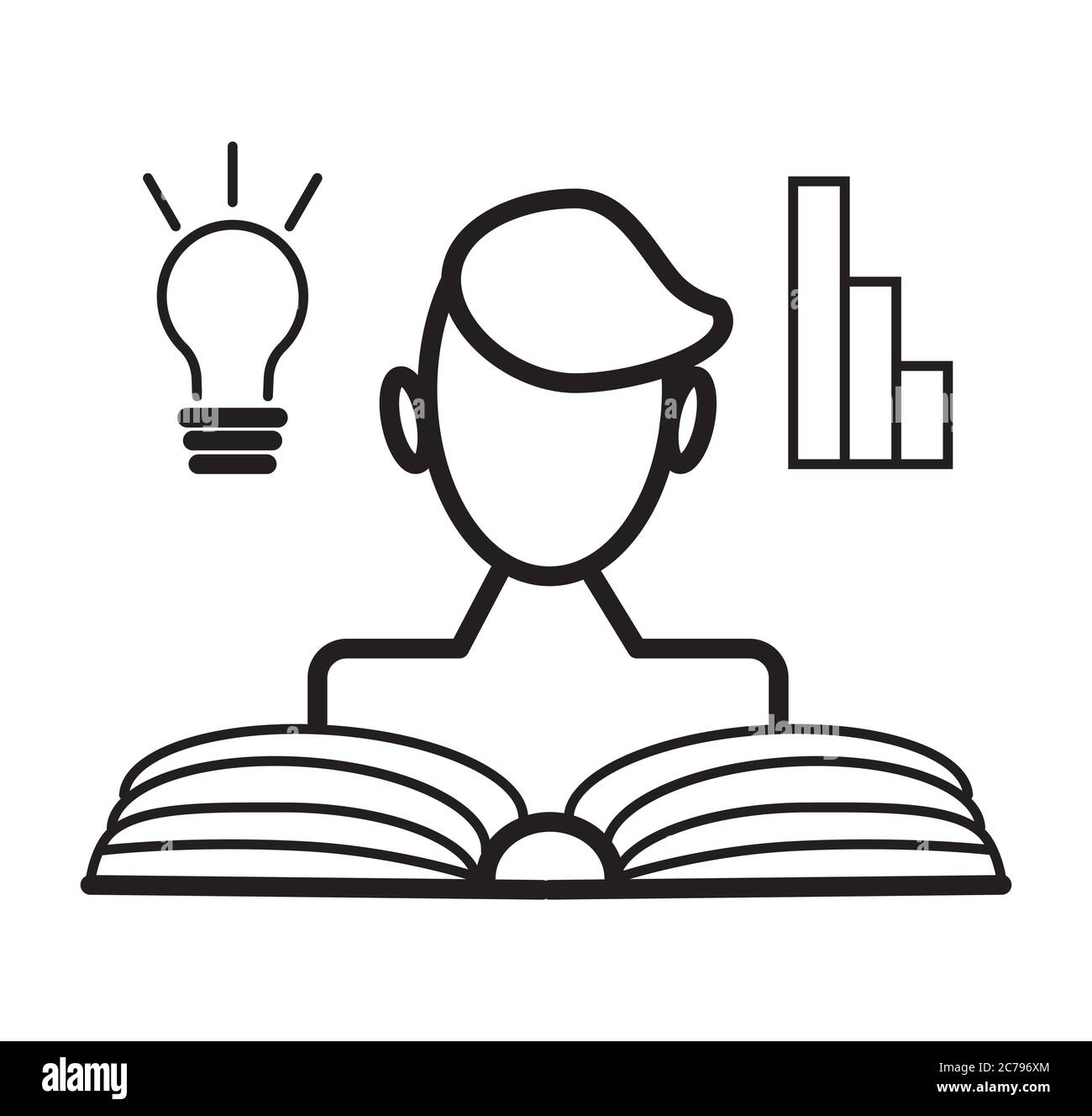 Lecturer icon vector. Business presentation in outline style. Presenter ...