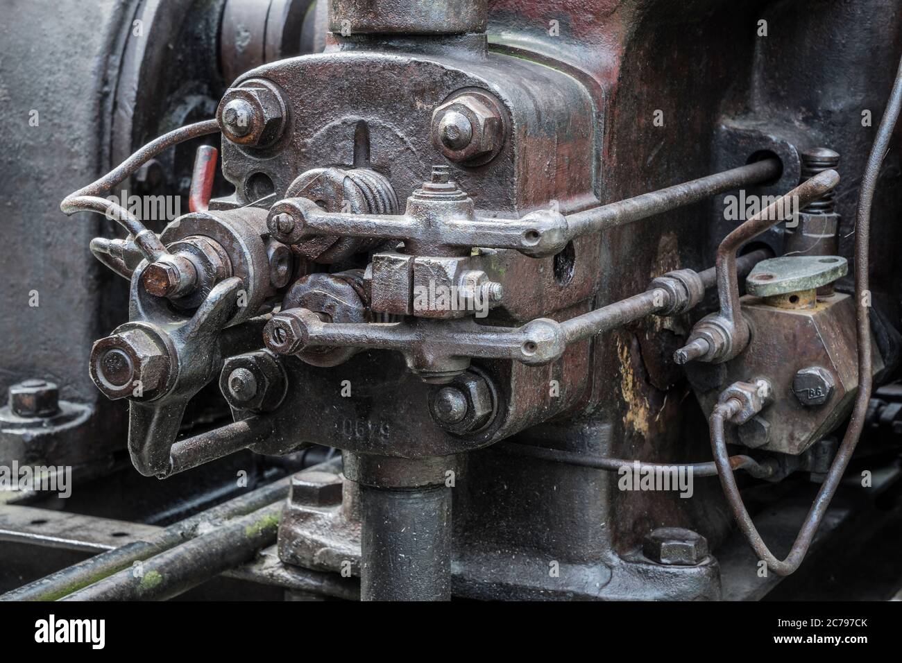 Detail of a historic diesel engine Stock Photo - Alamy