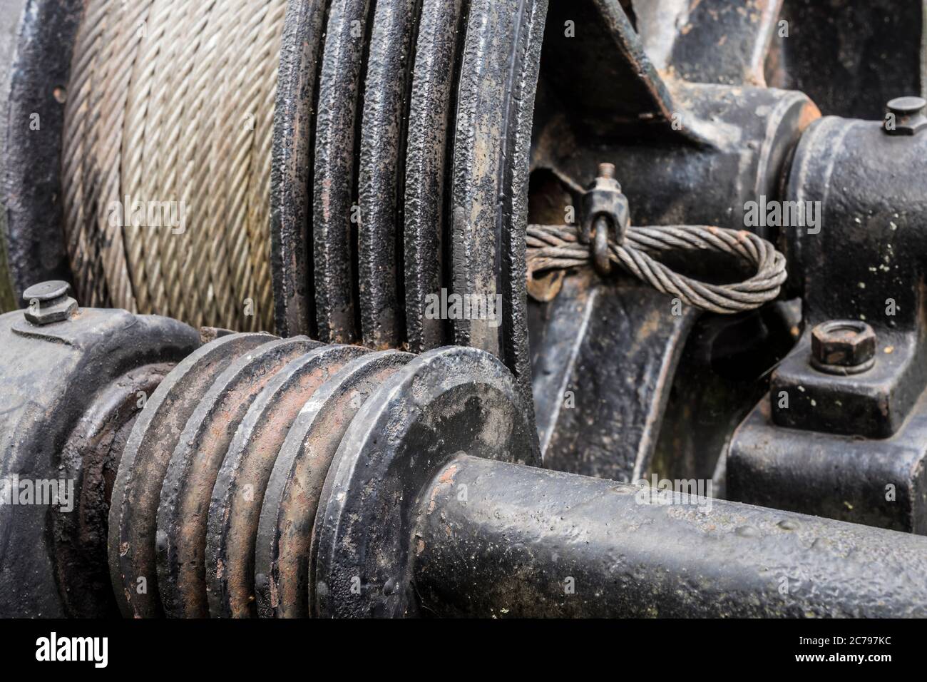 detail of a historic winch unit Stock Photo - Alamy