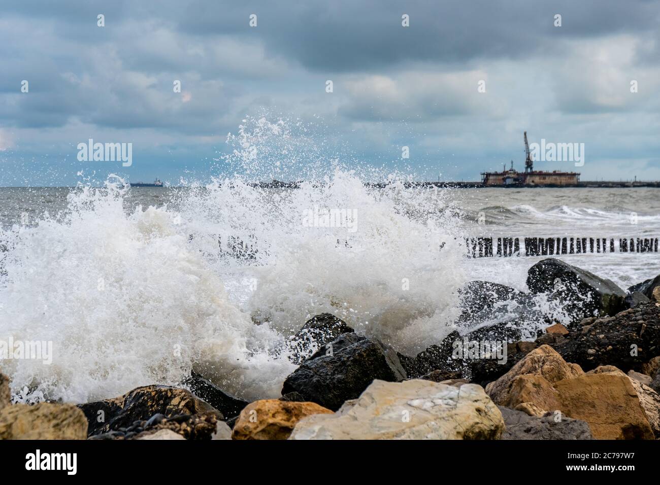 Big stormy waves on the black sea, Poti, Georgia Stock Photo - Alamy