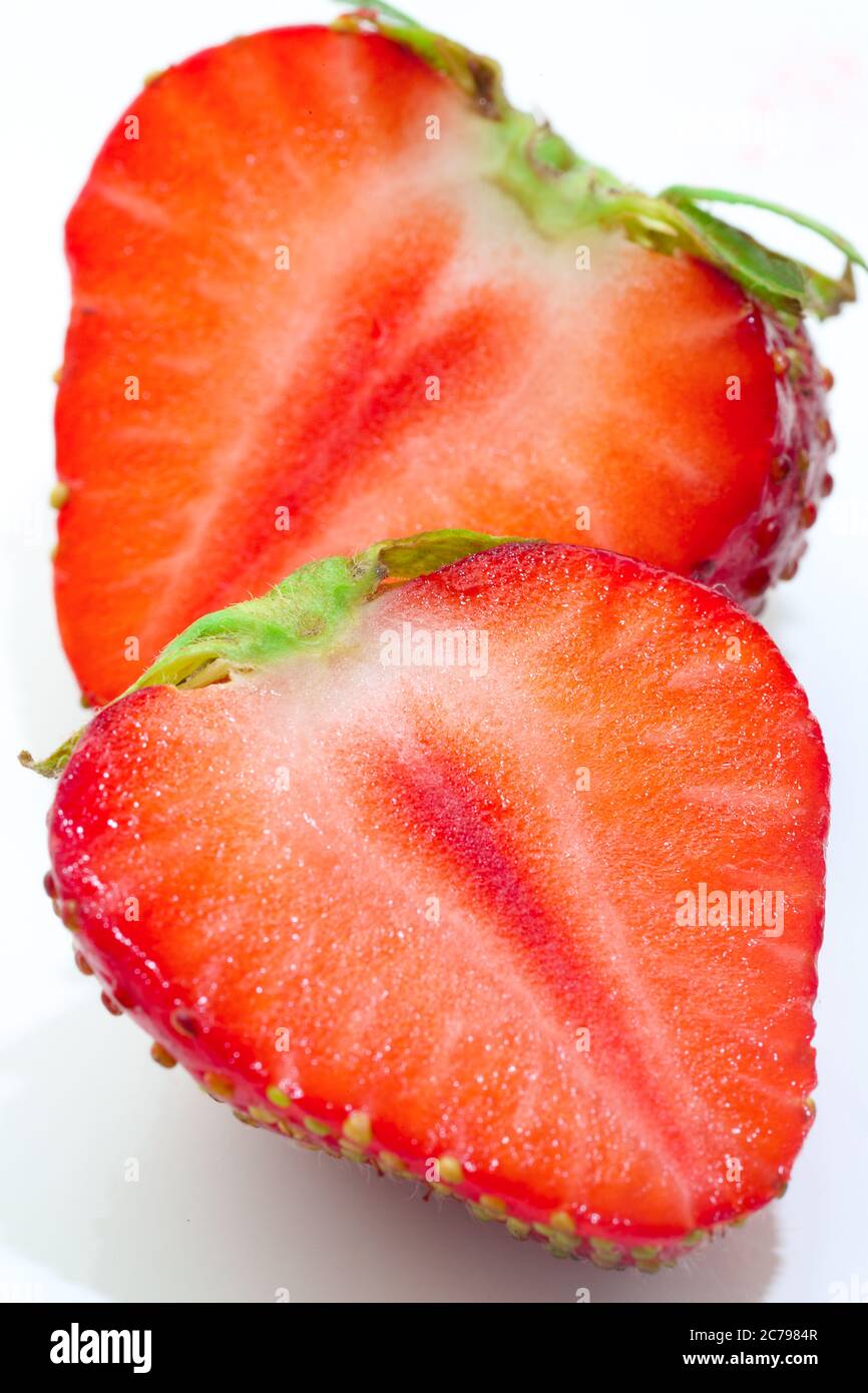 Red berry strawberry isolated on white background. Slices of strawberry ...