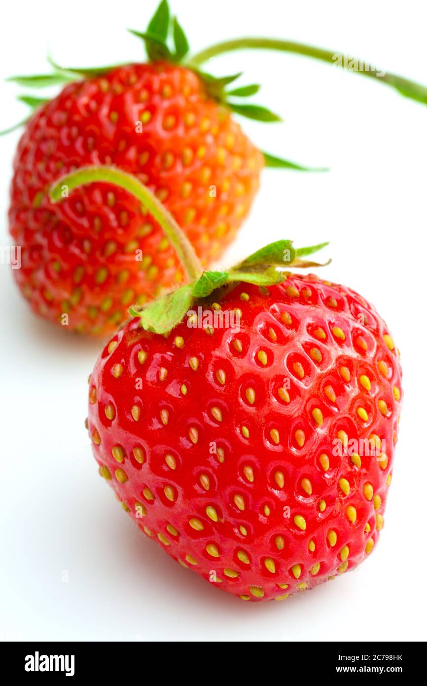 Red berry strawberry isolated on white background. Slices of strawberry ...