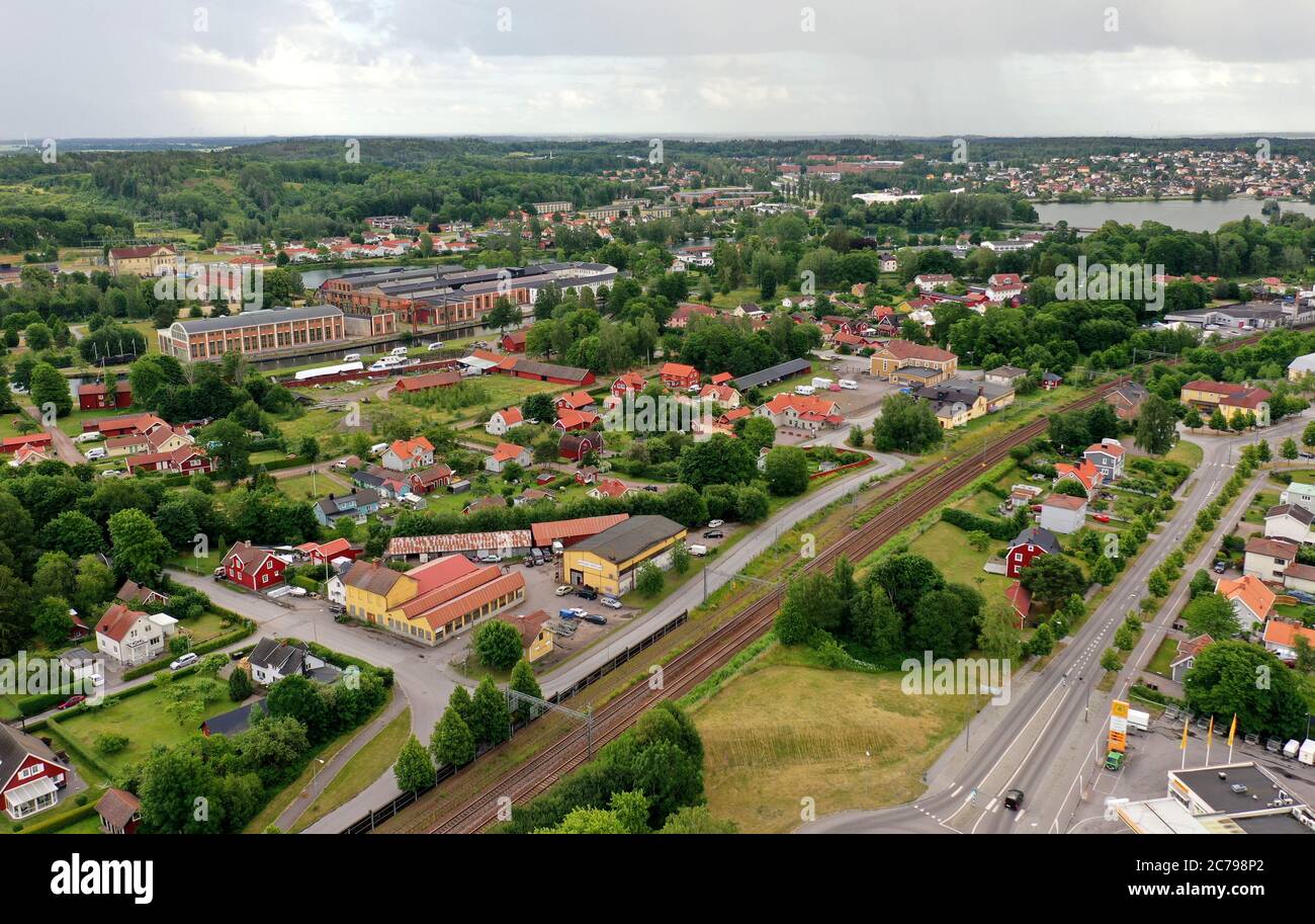 Aerial view, city of Motala. Photo Jeppe Gustafsson Stock Photo - Alamy