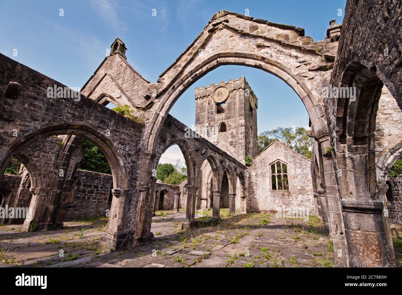 The dramatic architectural lines of the ruins of Thomas a Becket church ...