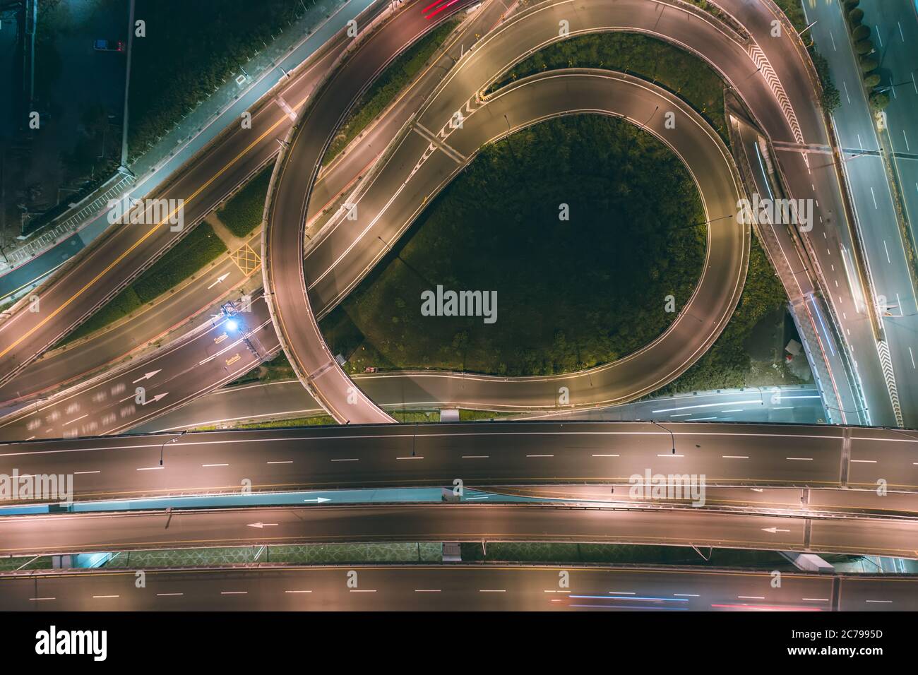 Traffic Circle roundabout Aerial View - Traffic concept image, traffic ...