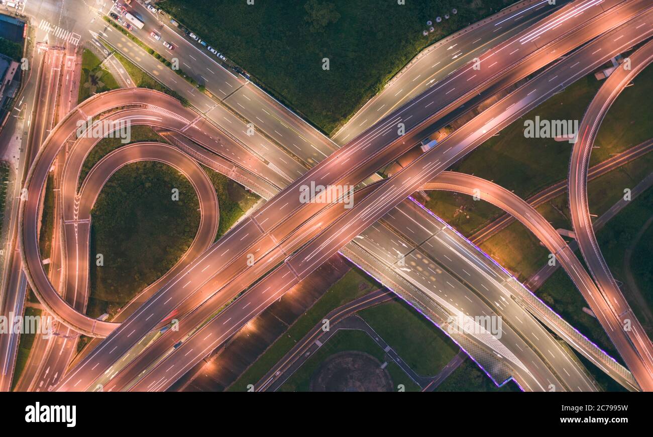 Traffic Circle roundabout Aerial View - Traffic concept image, traffic ...