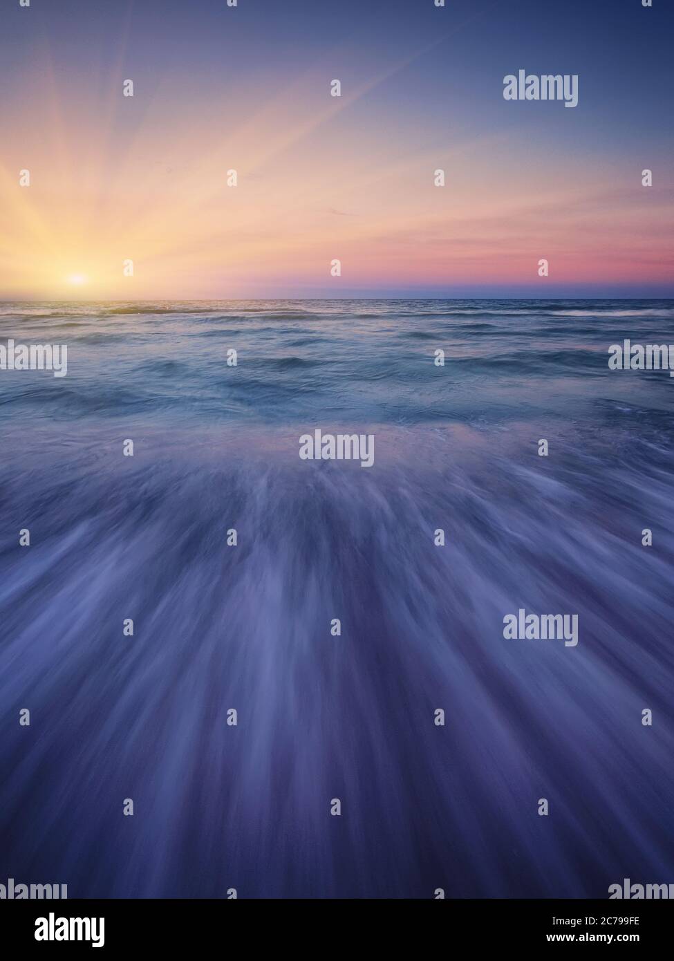Magnificent long exposure sea sunset. Long exposure dramatic tropical ...