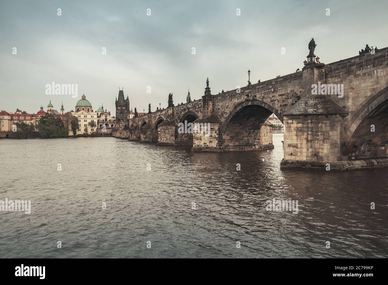 Charles Bridge over Vltava river. One of the most popular tourist ...