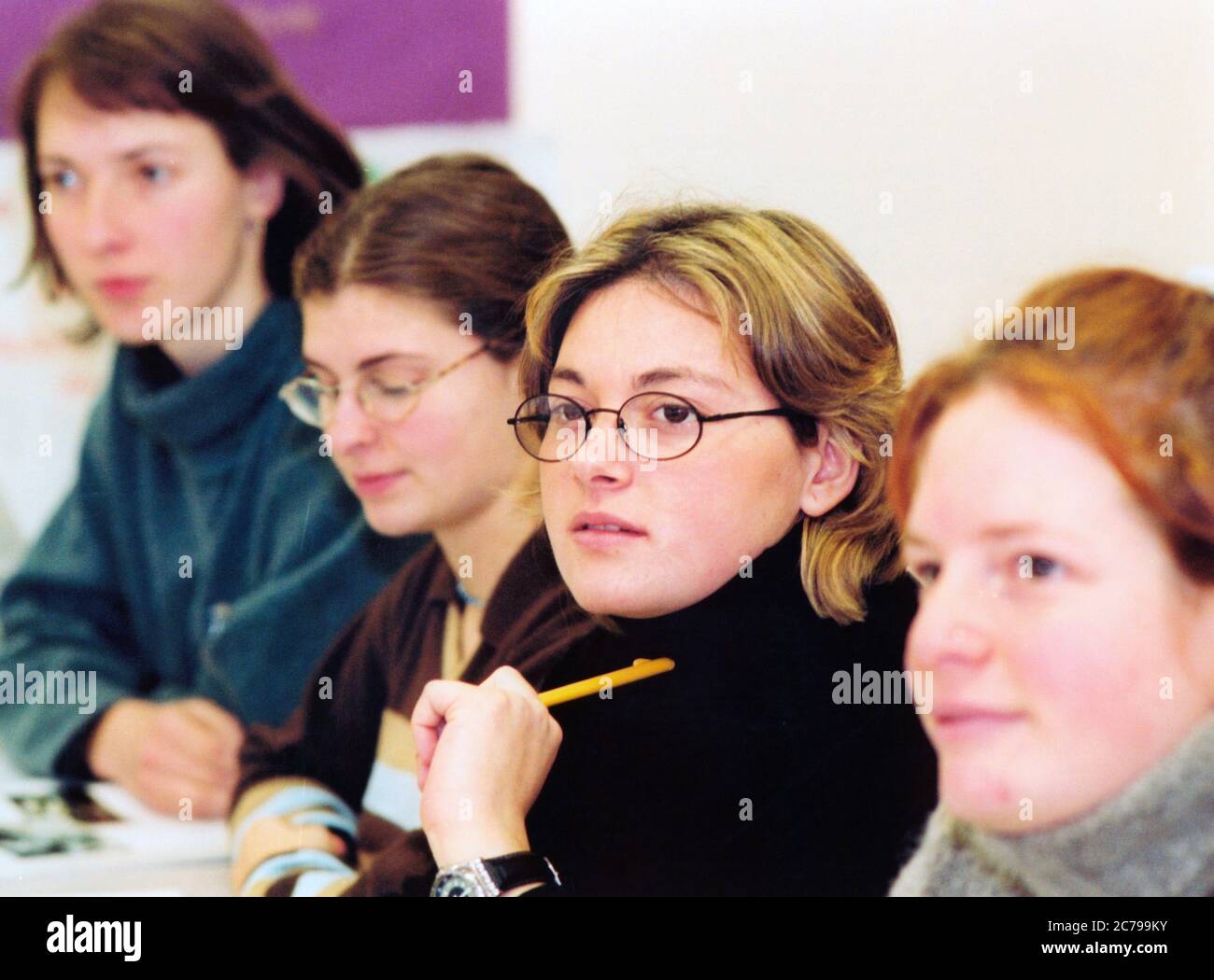 Line of students in seminar; Huddersfield Technical College; UK Stock ...
