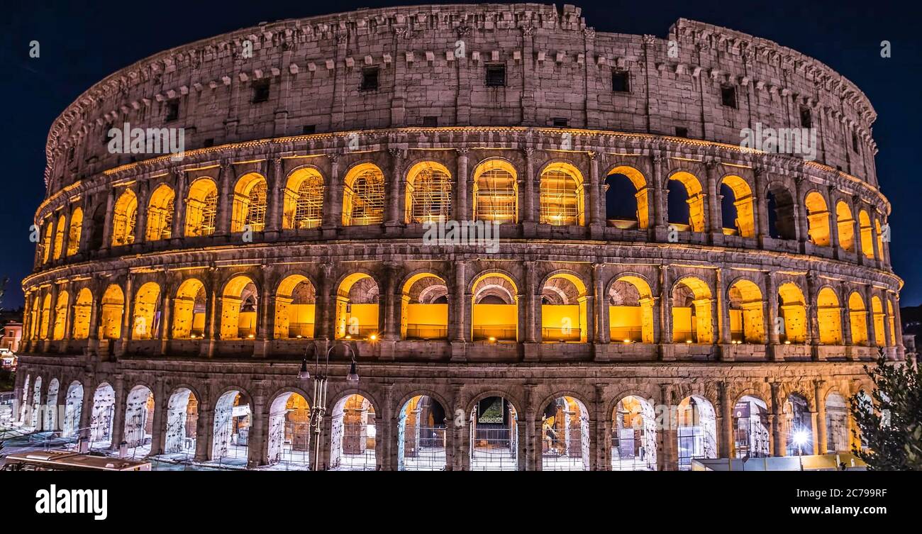 Colosseum or Coliseum at night in Rome, Italy Stock Photo - Alamy