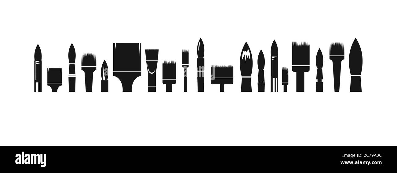 Brushes are art and painting. Different types of brushes for background ...