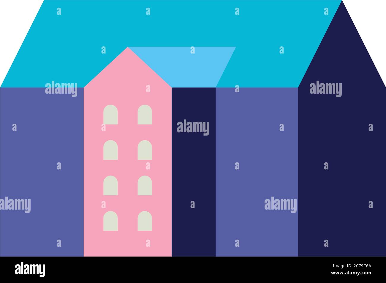 Purple city building design, Abstract geometric architecture and urban ...