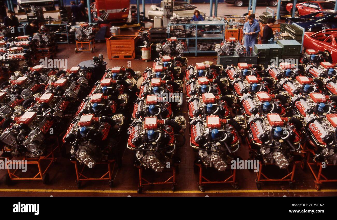Ferrari 308 Production line in Ferrari factory in Maranello Italy1984 ...