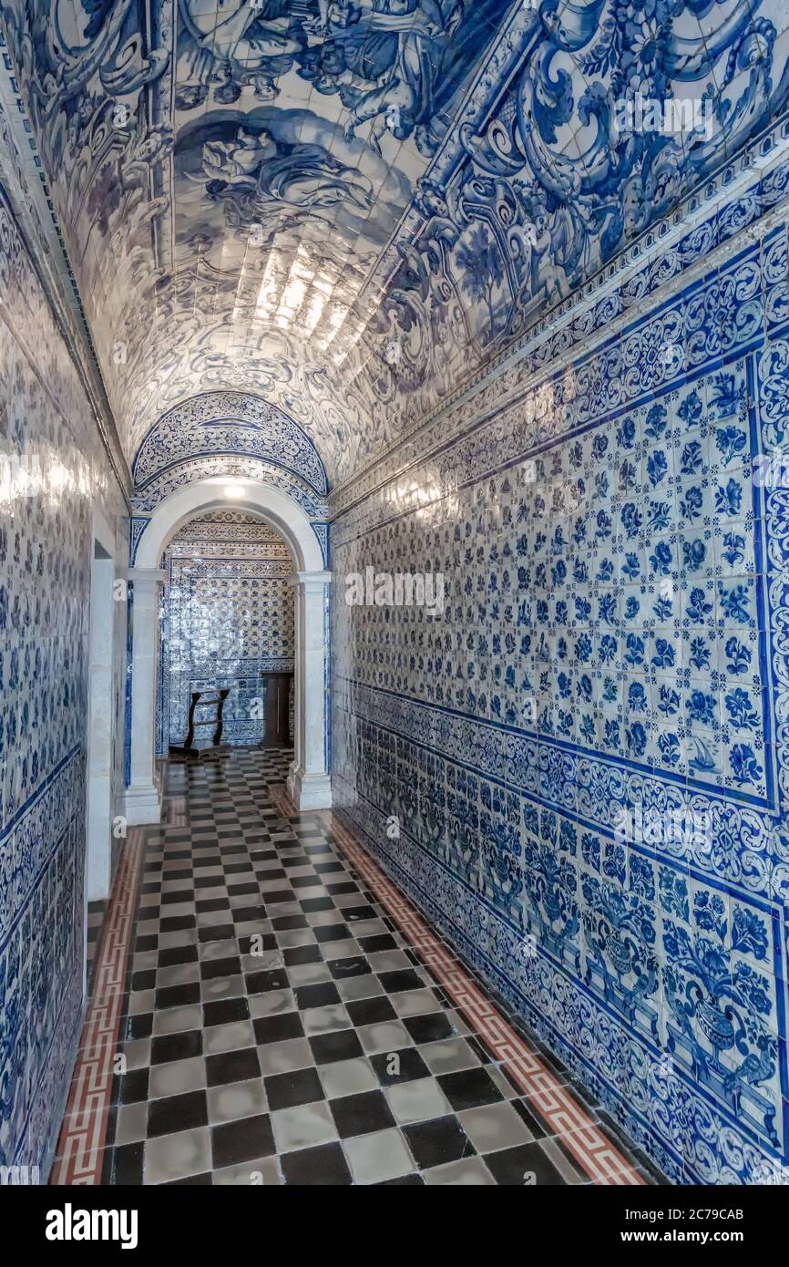 Colorful tile hall in the facade of a typical Portuguese house at ...