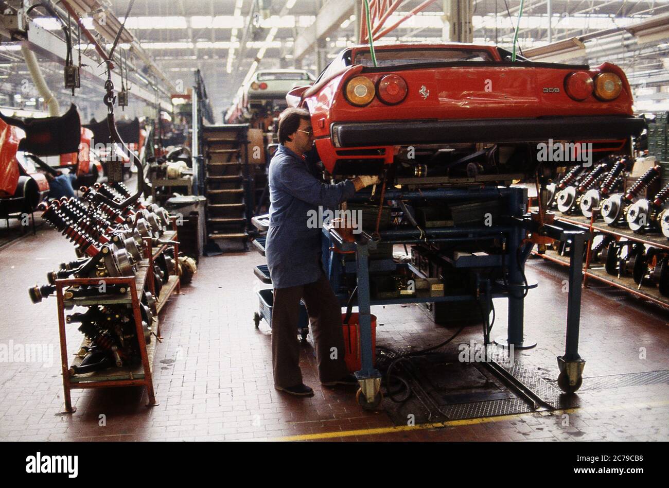 Ferrari 308 Production line in Ferrari factory in Maranello Italy1984 ...