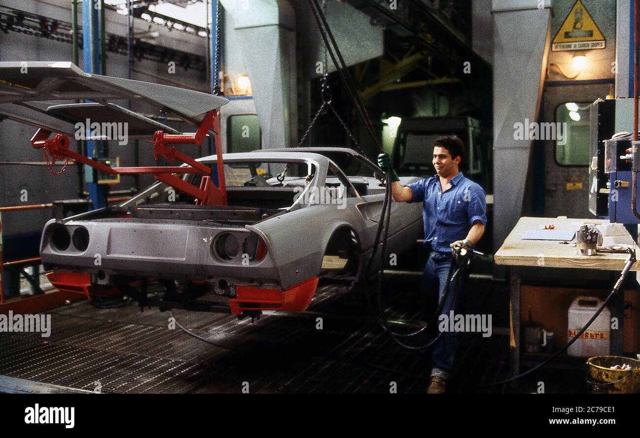 Ferrari 308 Production line in Ferrari factory in Maranello Italy1984 ...