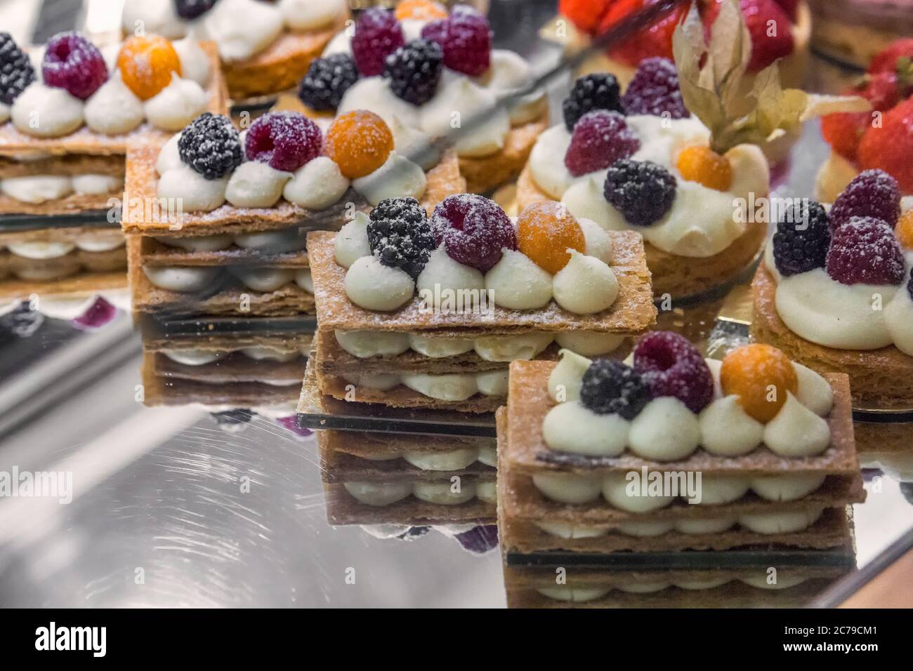 Beautifully decorated cakes on display at a bakery shop in Minsk ...