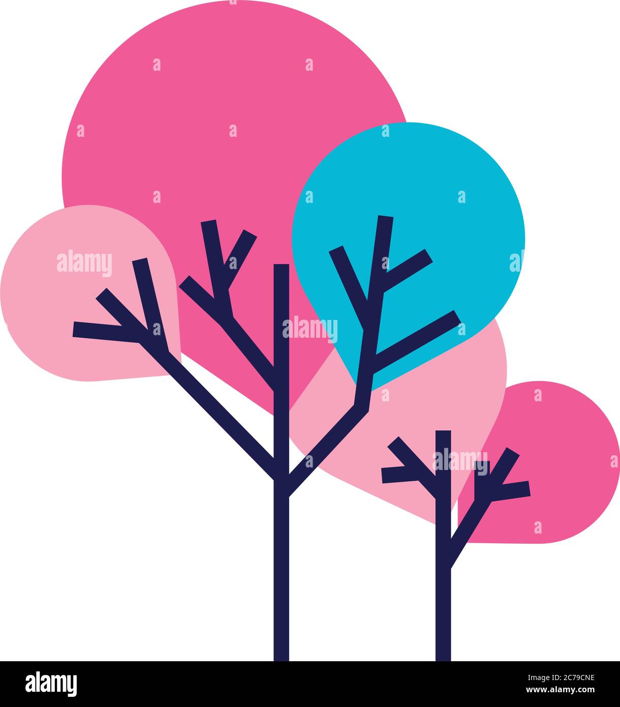 Pink and blue trees design, Nature plant summer season environment ...