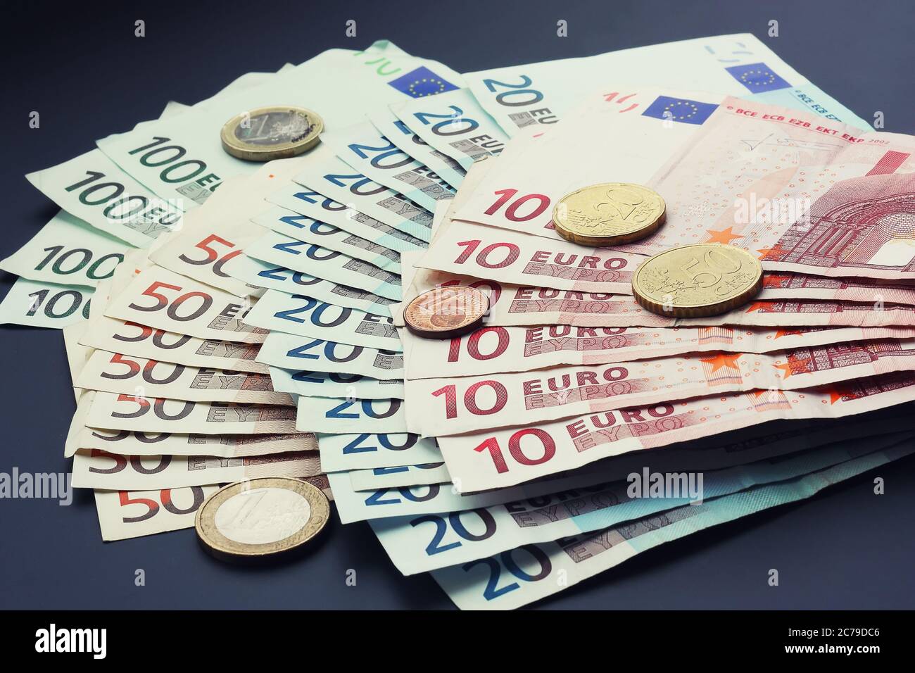Stack of euros. Close Up Money Background with European euros Stock ...