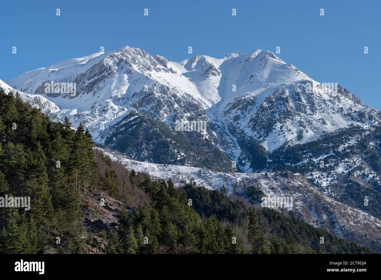 Alpine winter landscape, Ligurian Alps mountain range, Piedmont region ...