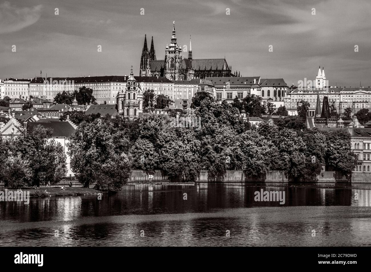 Pictures Black and white of Charles Bridge Over Vltava River In City Of ...