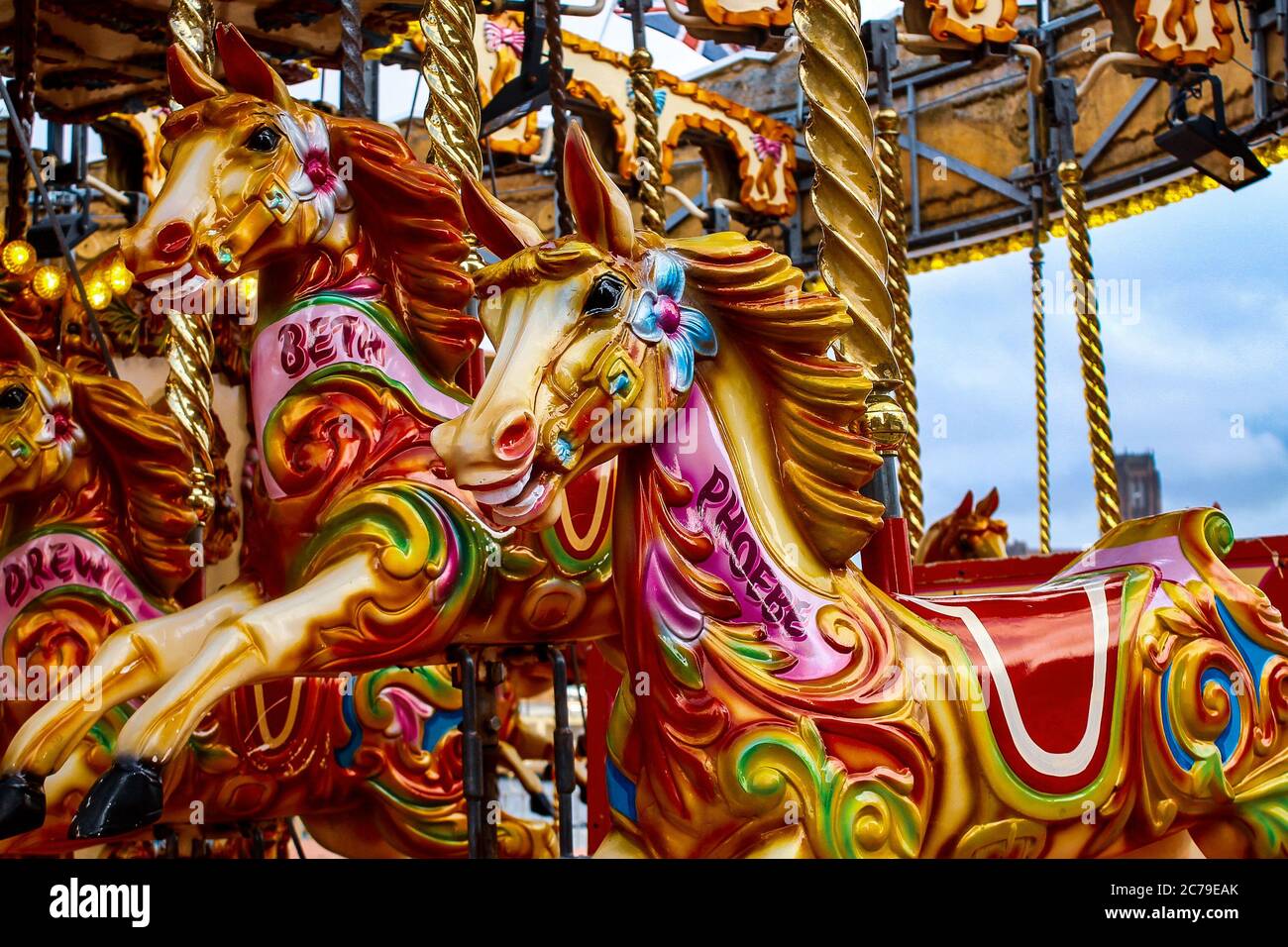 carrousel horses on Liverpool docks Stock Photo - Alamy