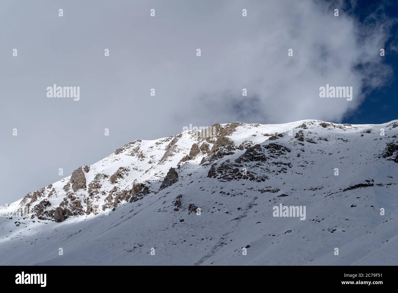 Alpine winter landscape, Ligurian Alps mountain range, Piedmont region ...