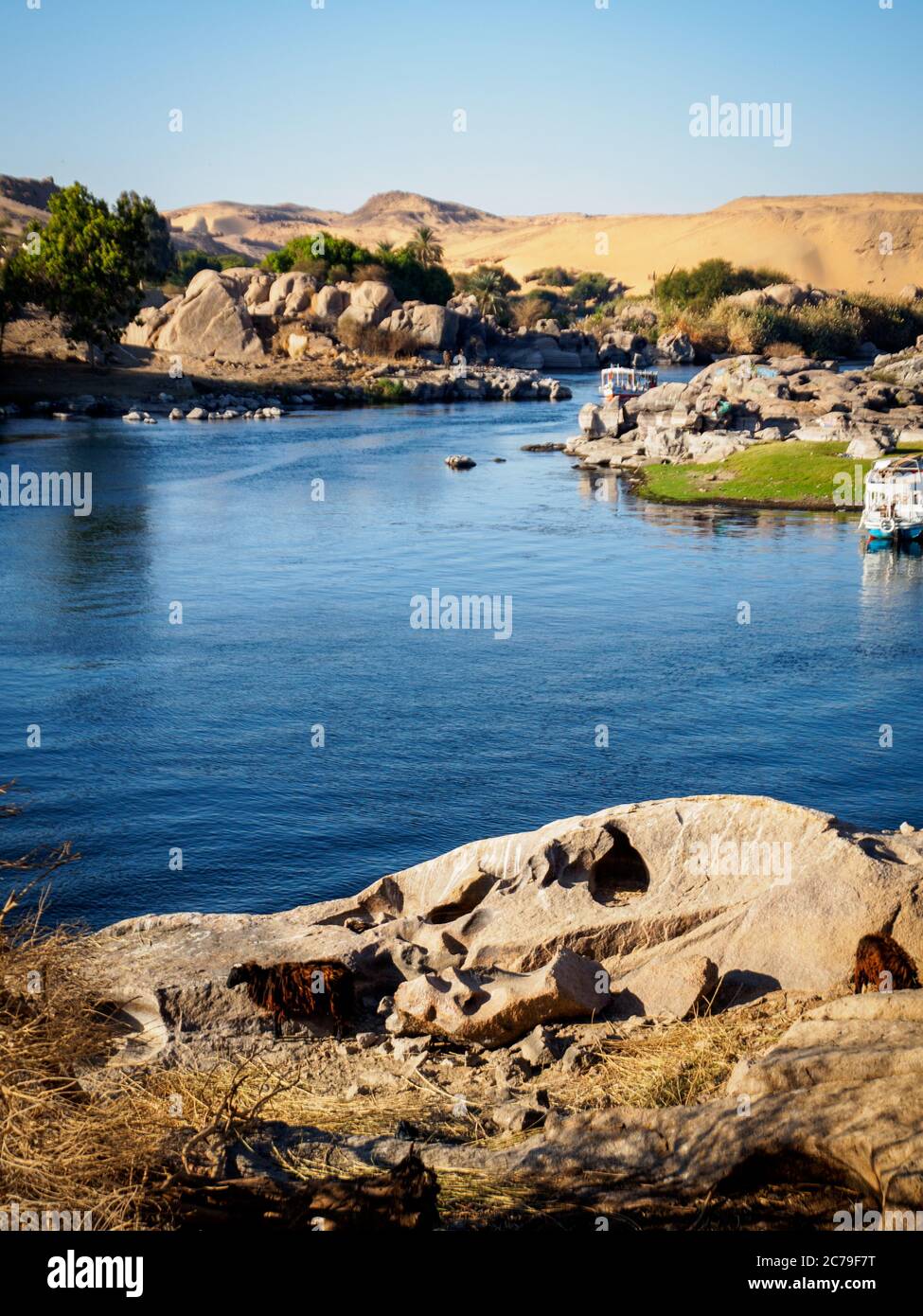 the river nile meets the sahara and rock formations to form a ...