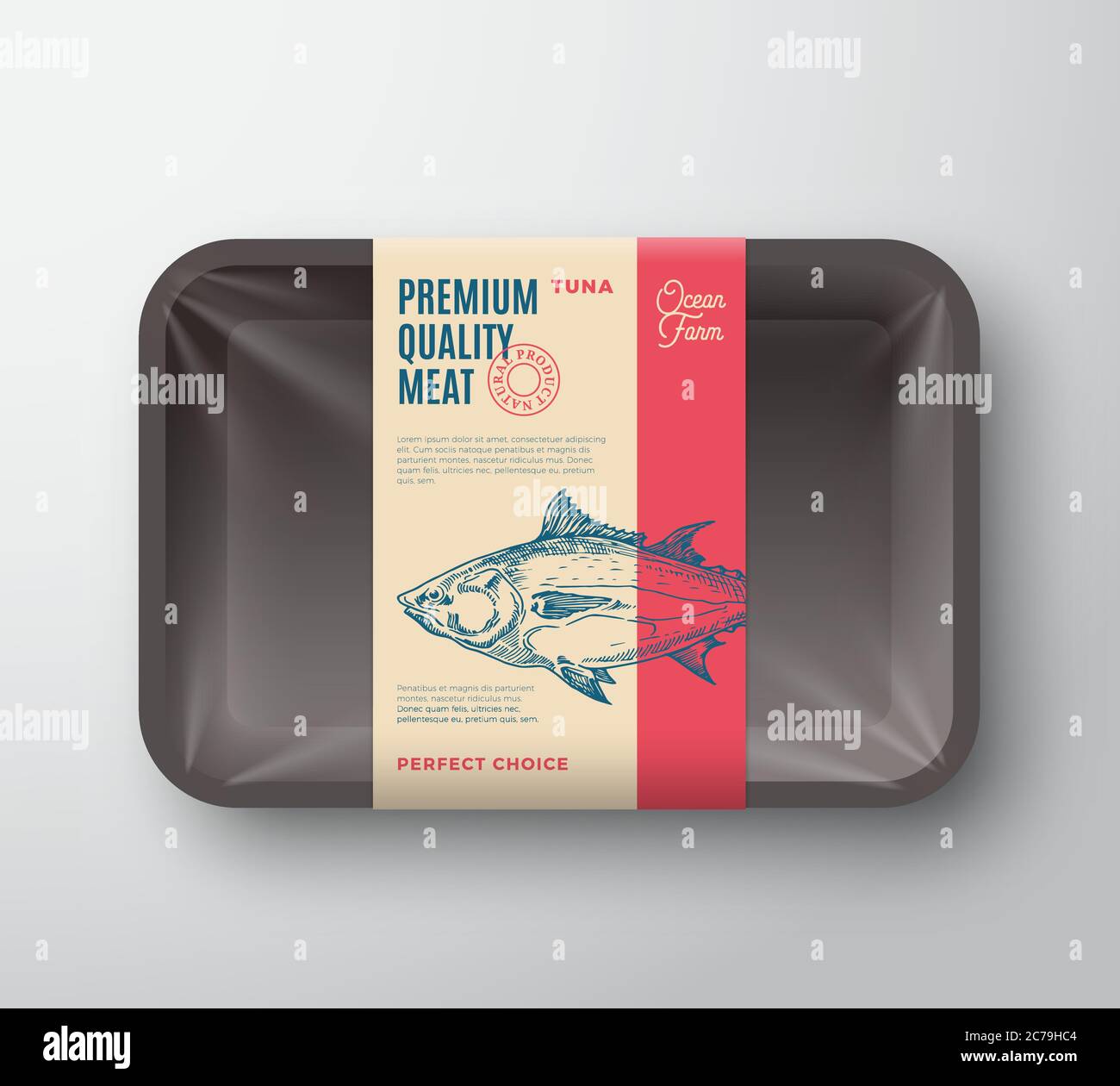 Premium Quality Tuna Pack. Abstract Vector Fish Plastic Tray Container ...