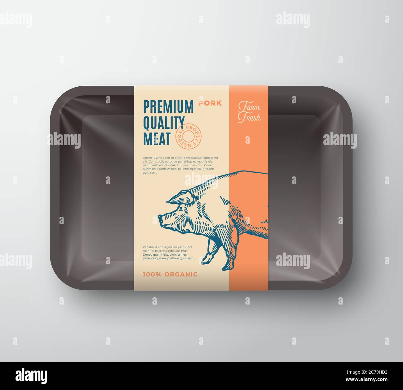 Premium Quality Pork Pack. Abstract Vector Meat Plastic Tray Container ...