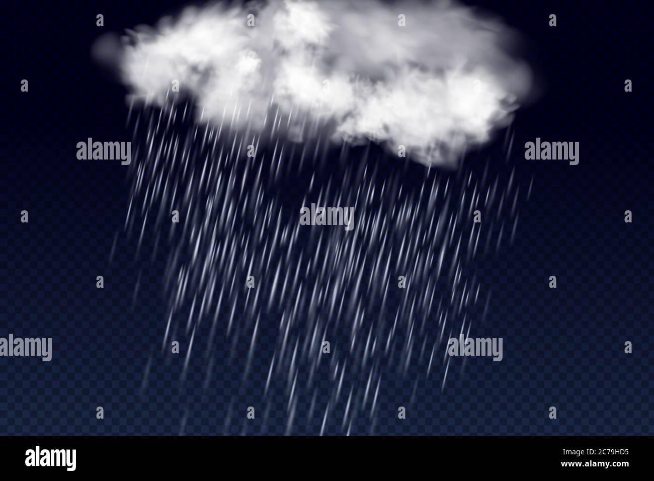 Vector illustration of cool single weather with cloud and heavy fall ...