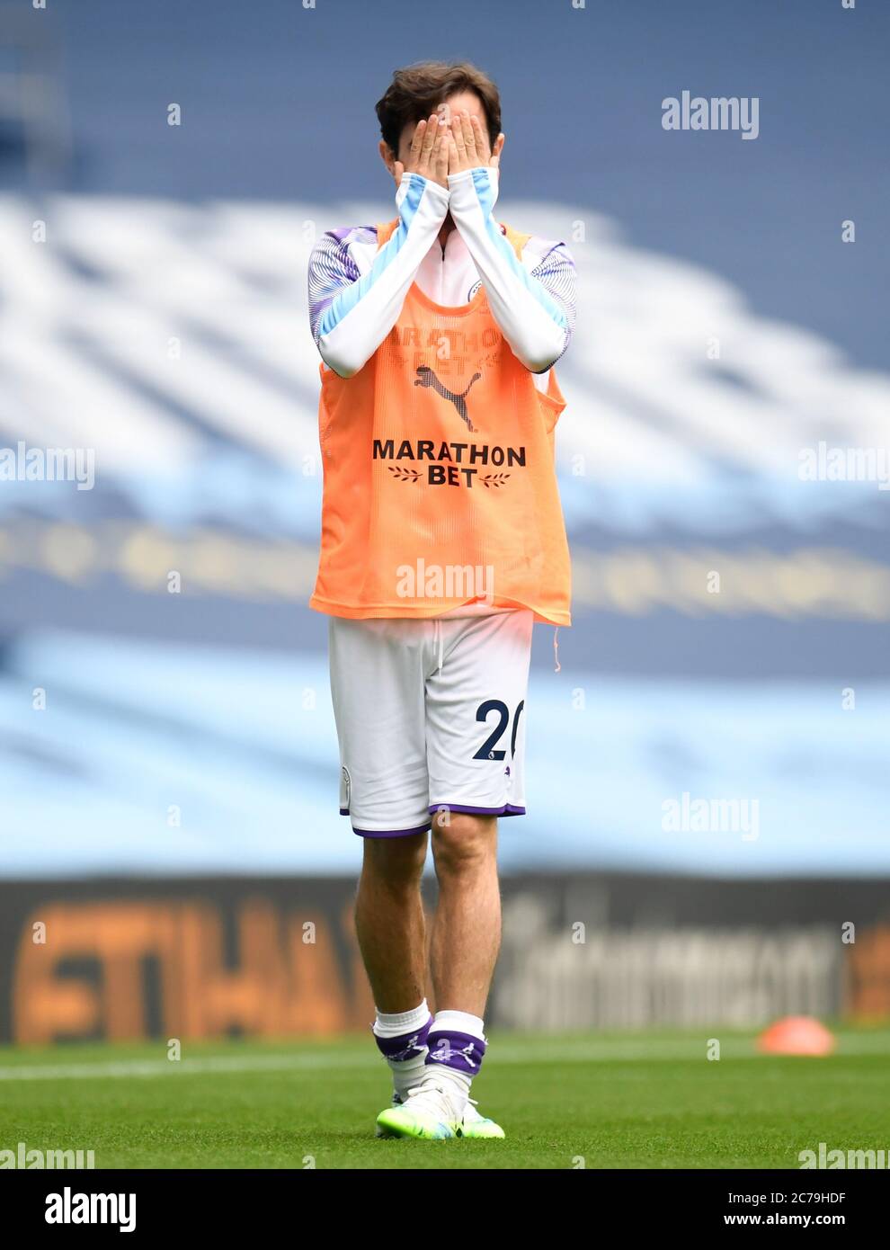 Manchester City's Bernardo Silva during the warm up before the Premier ...