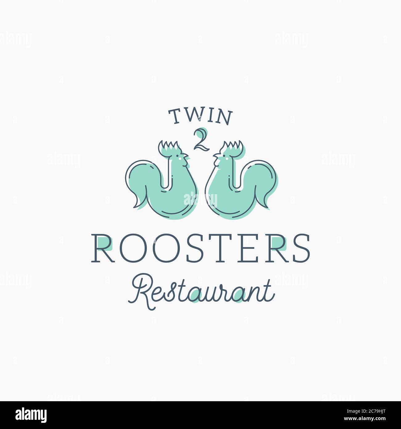 Roosters Restaurant Abstract Vector Sign, Symbol or Logo Template. Flat ...