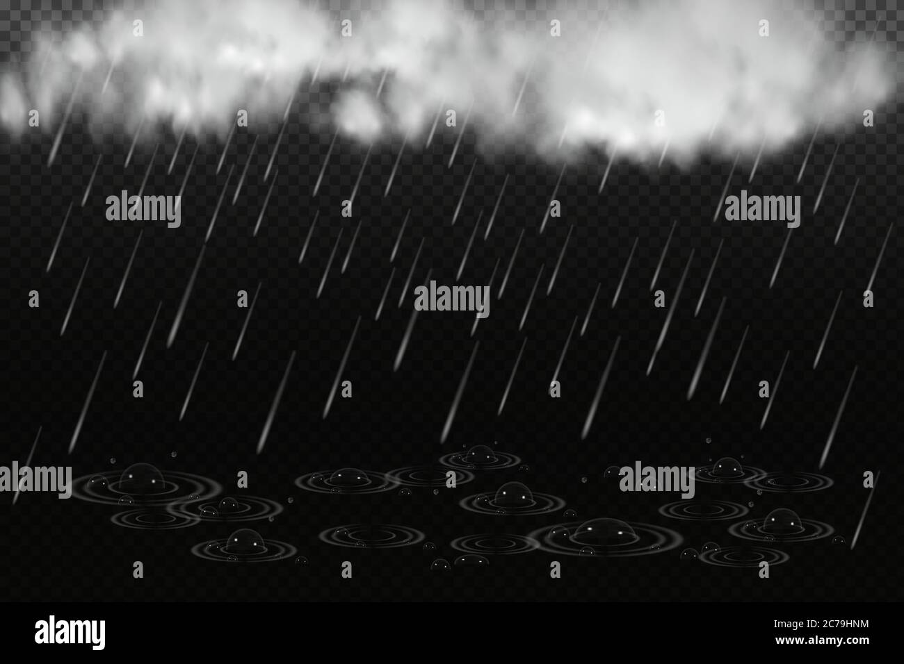 Vector illustration of cool single weather with cloud and heavy fall ...
