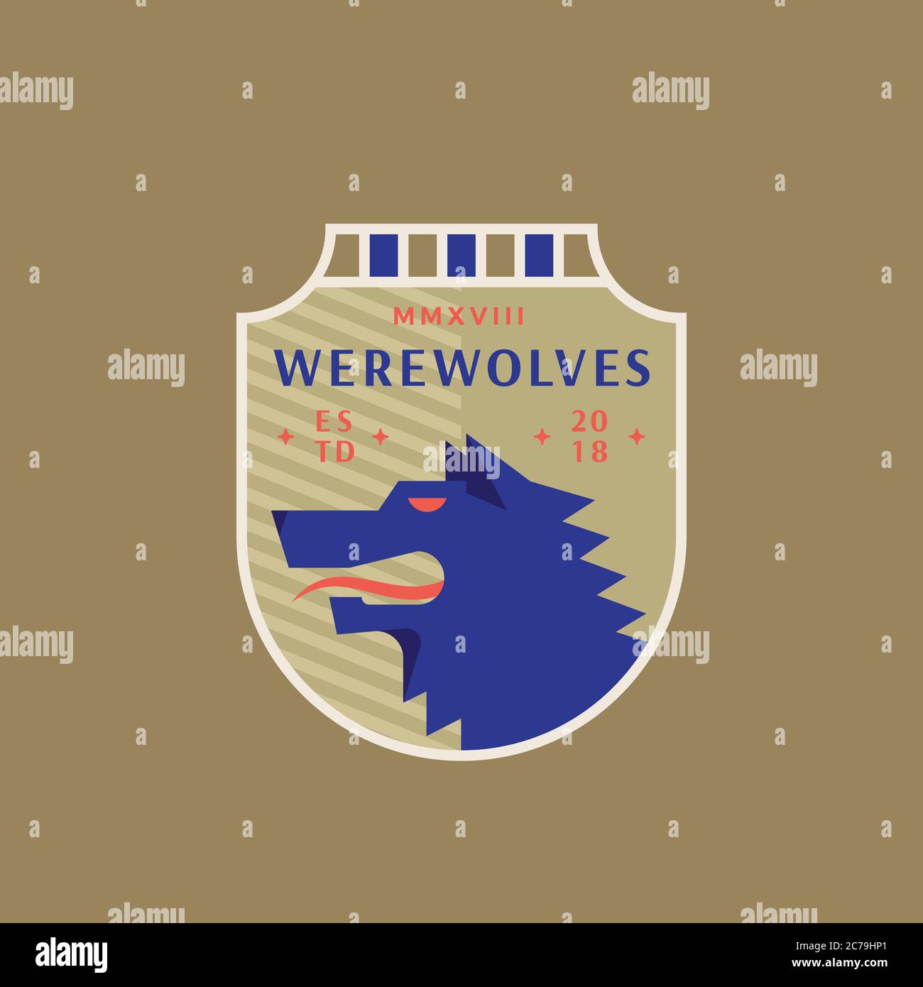Werewolves Medeival Sports Team Emblem. Abstract Vector Sign, Symbol or ...