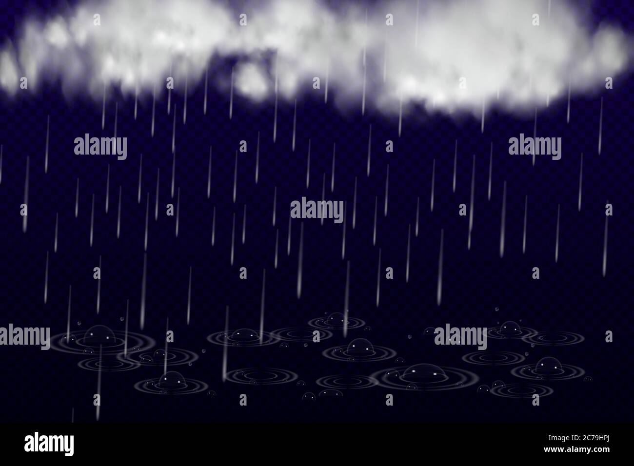 Vector illustration of cool single weather with cloud and heavy fall ...