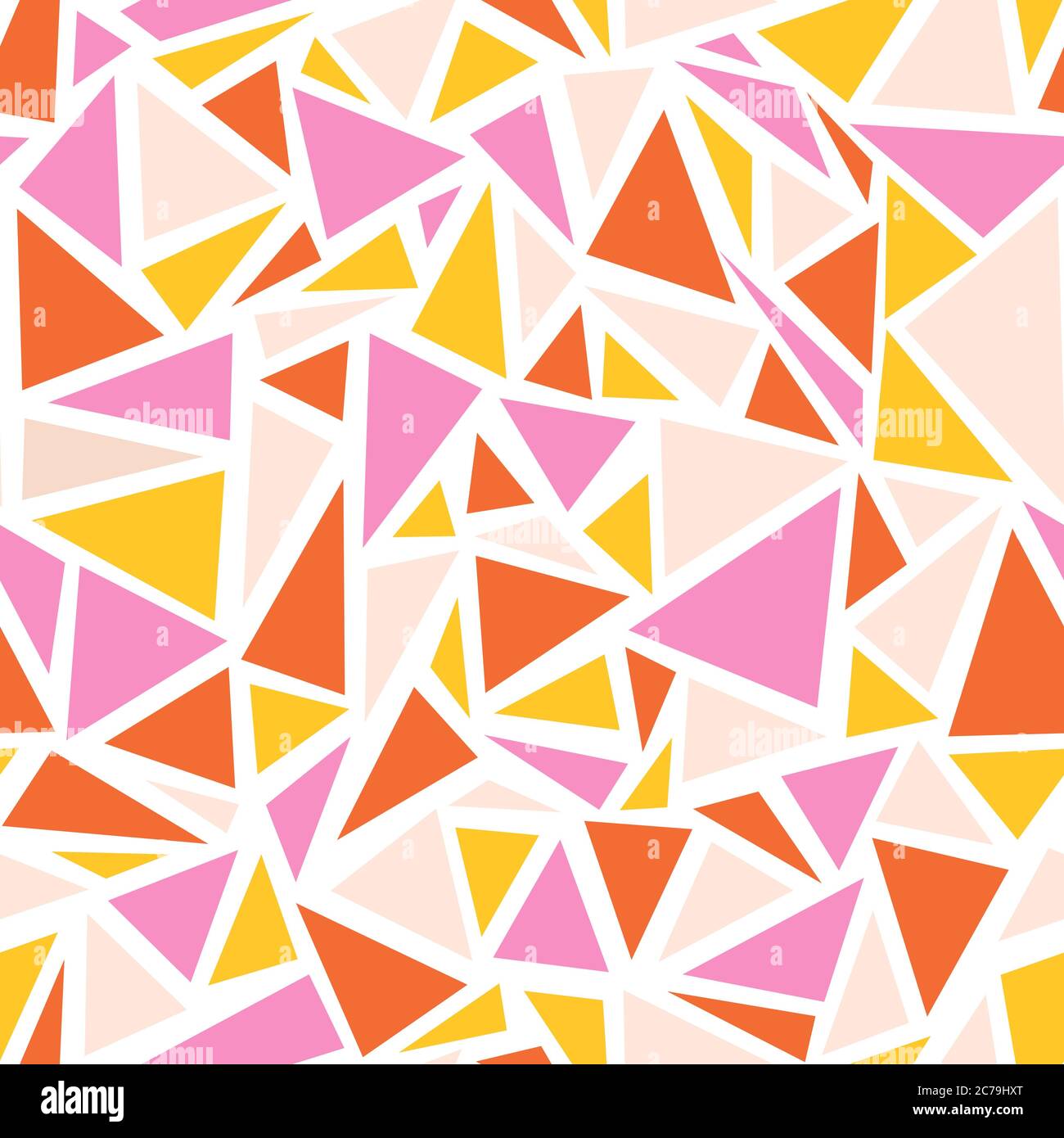 Geometric abstract triangle collage seamless background. Pink orange ...
