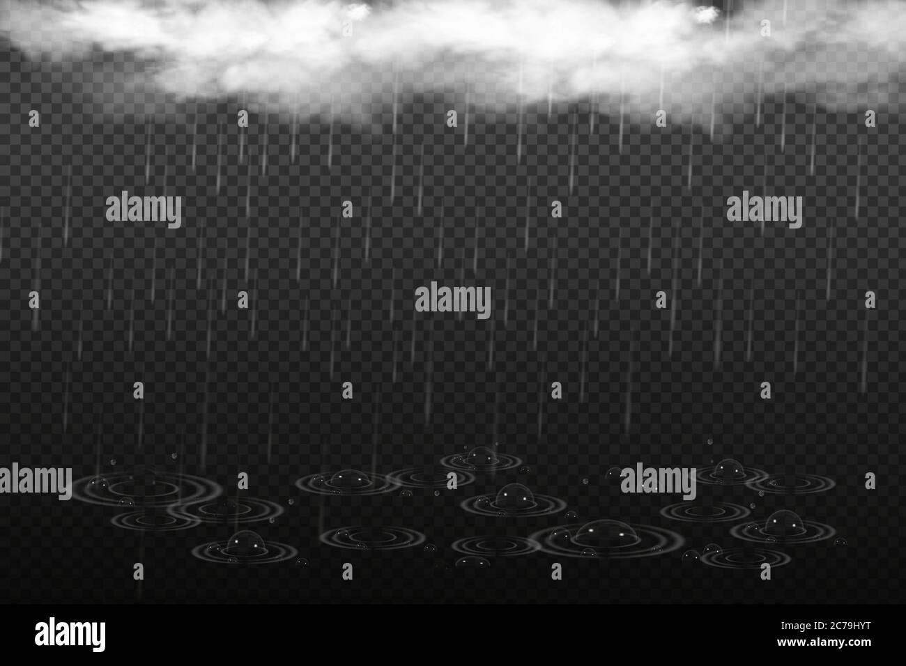 Vector illustration of cool single weather with cloud and heavy fall ...