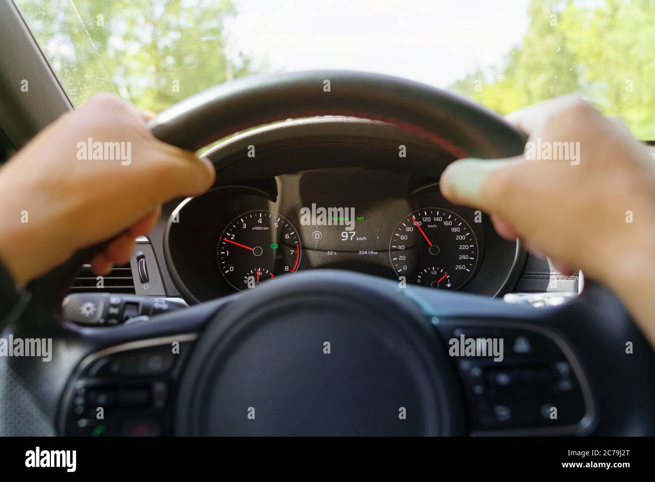 Male hand on car steering wheel hi-res stock photography and images - Alamy