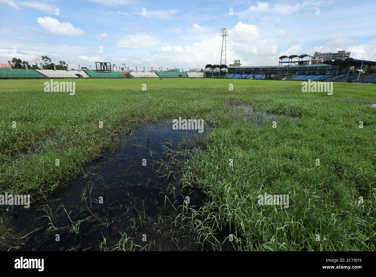 A view of Khan Saheb Osmani Stadium which has been waterlogged due to ...