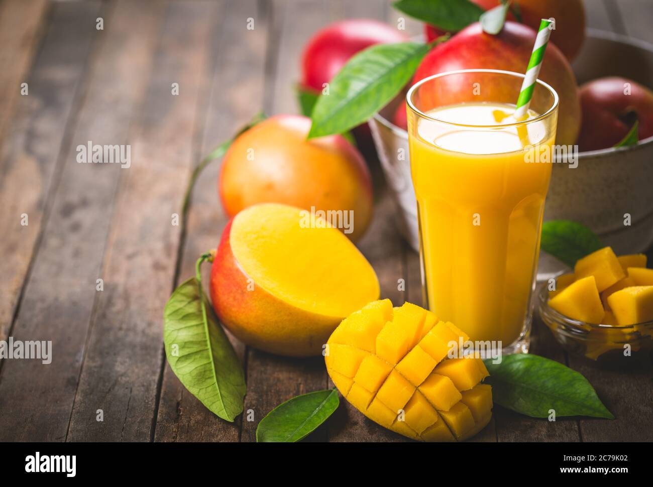 Mango juice in the glass Stock Photo - Alamy