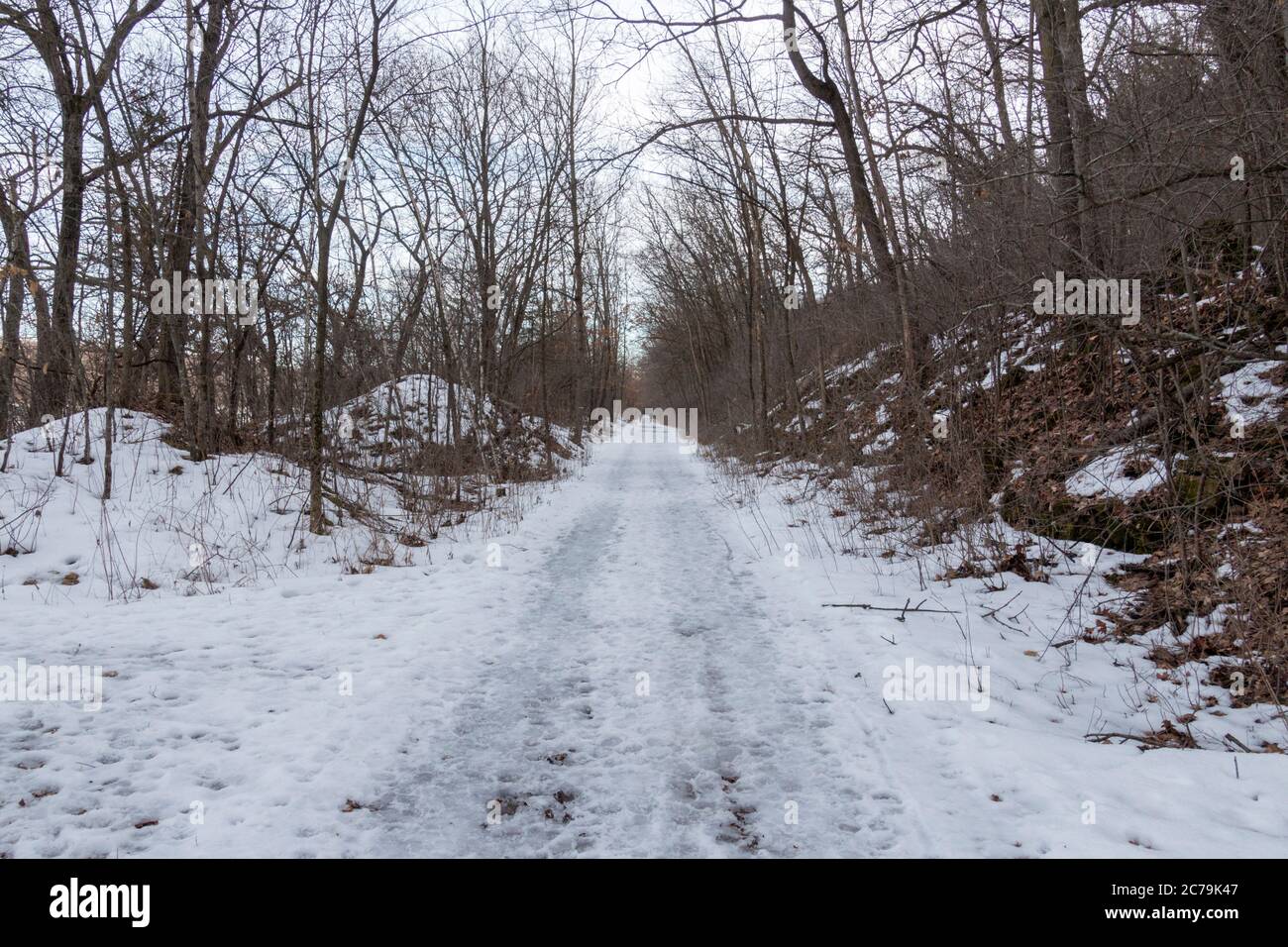 Looking down the hiking trail of Afton State Park in Minnesota Stock ...