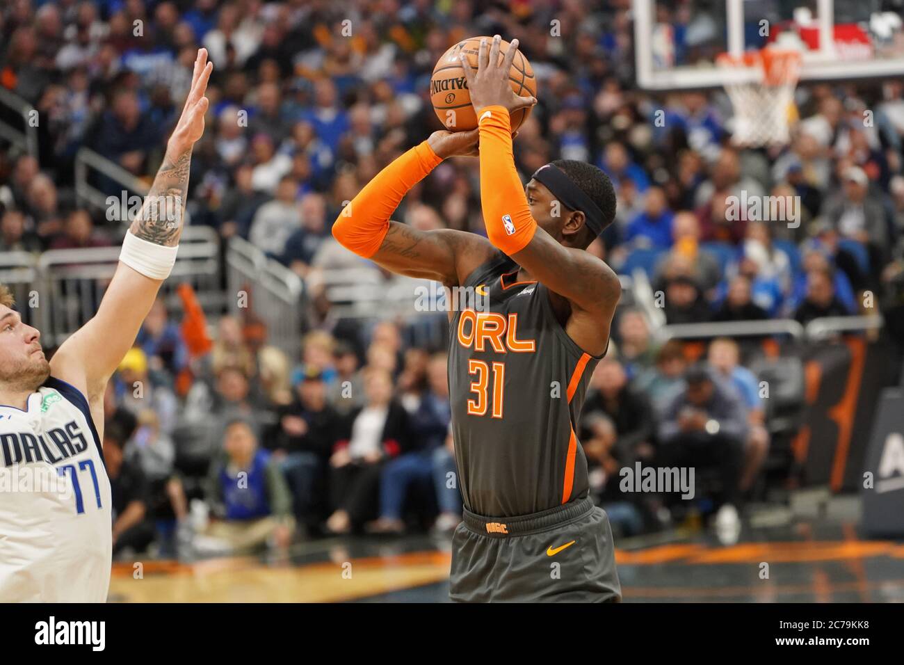 Orlando Magic Player Terrence Ross #31 shoots a three point during the ...