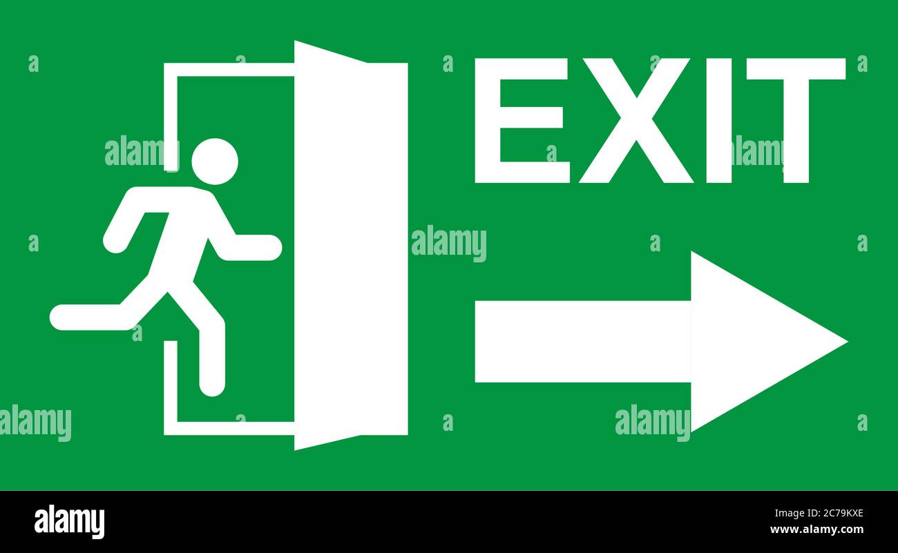 Running man and exit door sign. Vector icon, safety symbol. Escape help evacuation Stock Vector ...