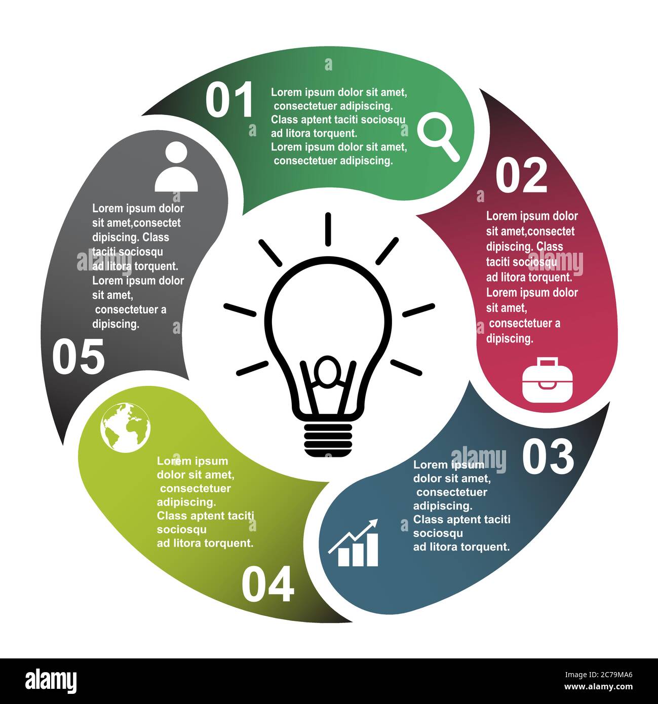 5 steps vector element in five colors with labels, infographic diagram ...